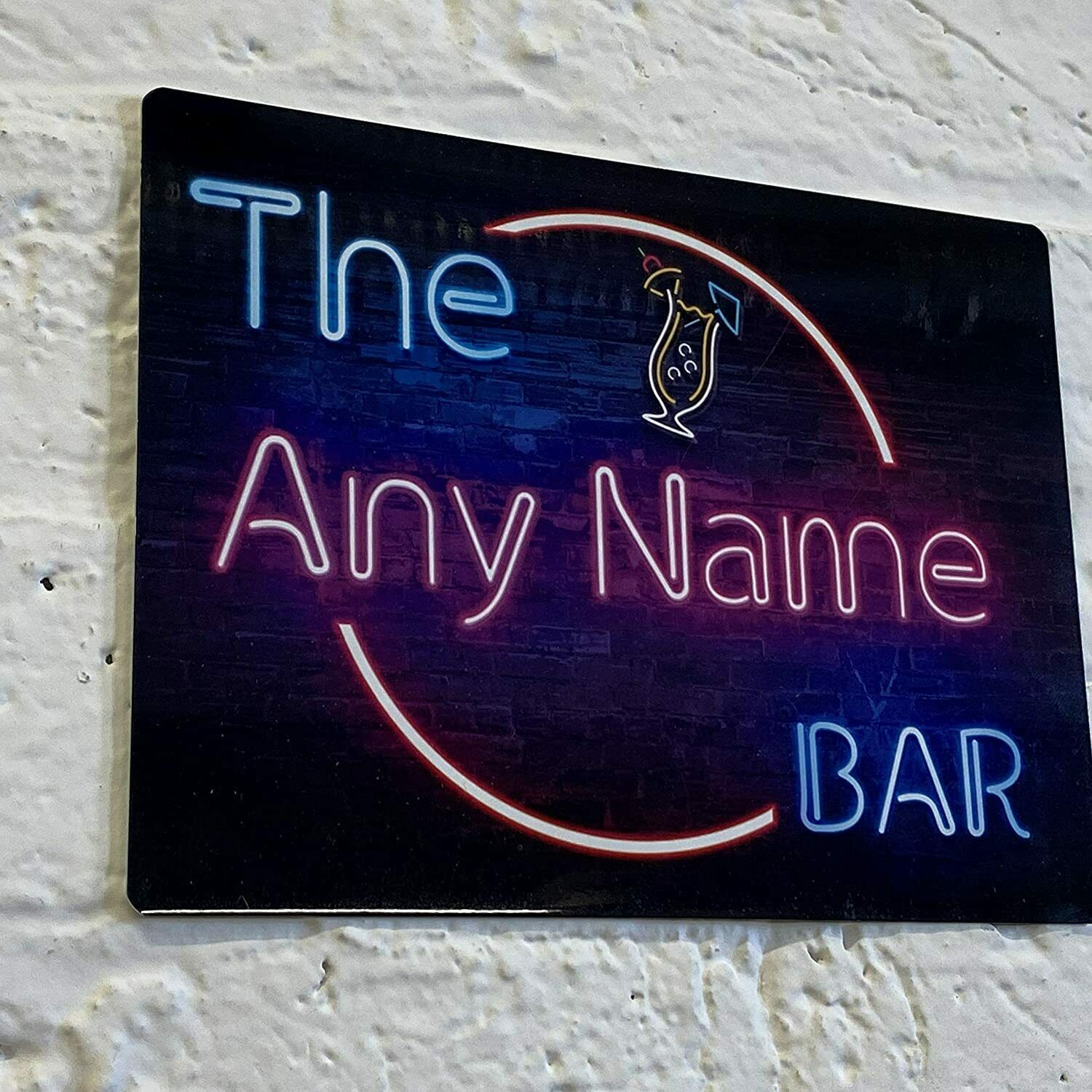 Personalised Bar Sign Neon effect Metal Sign Tropical A4 - A5 size Bar ...