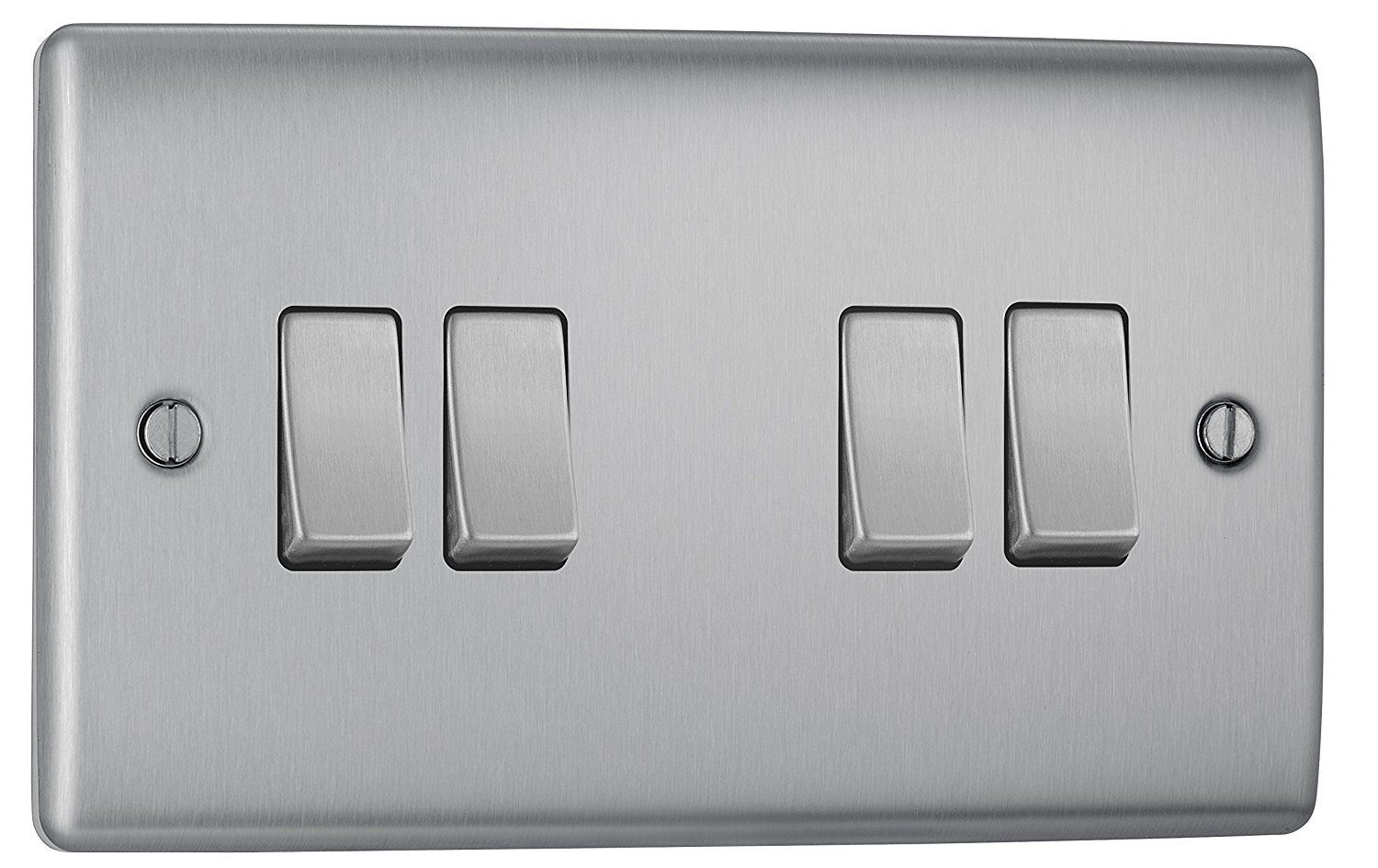 BG Brushed Steel Light Switches & Sockets Full Range Satin Chrome Grey ...